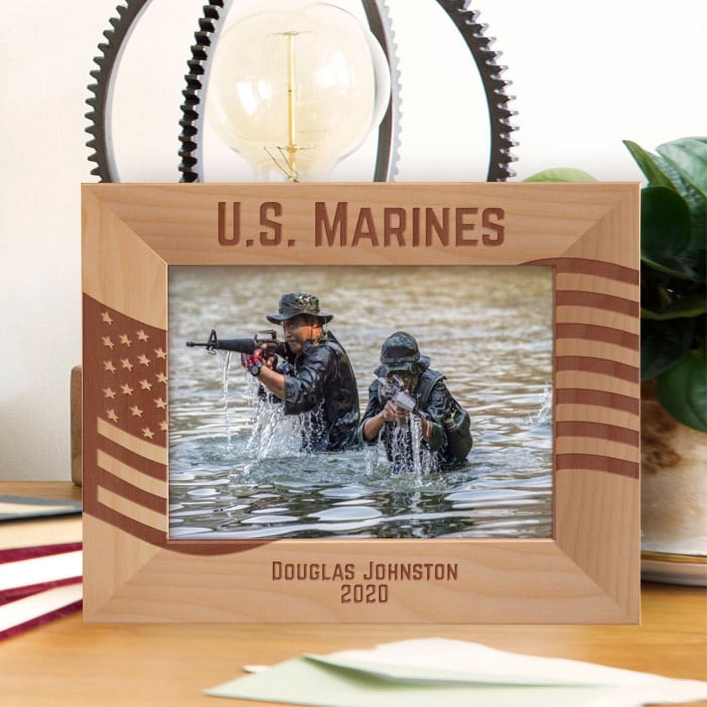 U.S. Marines Personalized Wooden Frame-7" x 5" Brown Horizontal ...