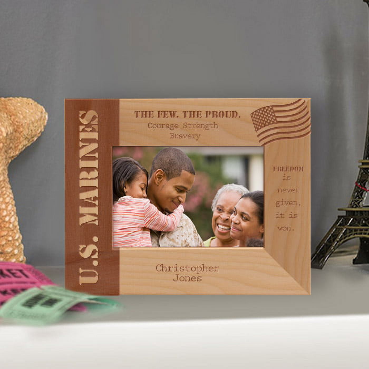 U.S Marines Personalized Wooden Picture Frame-5" x 3 1/2" Brown ...