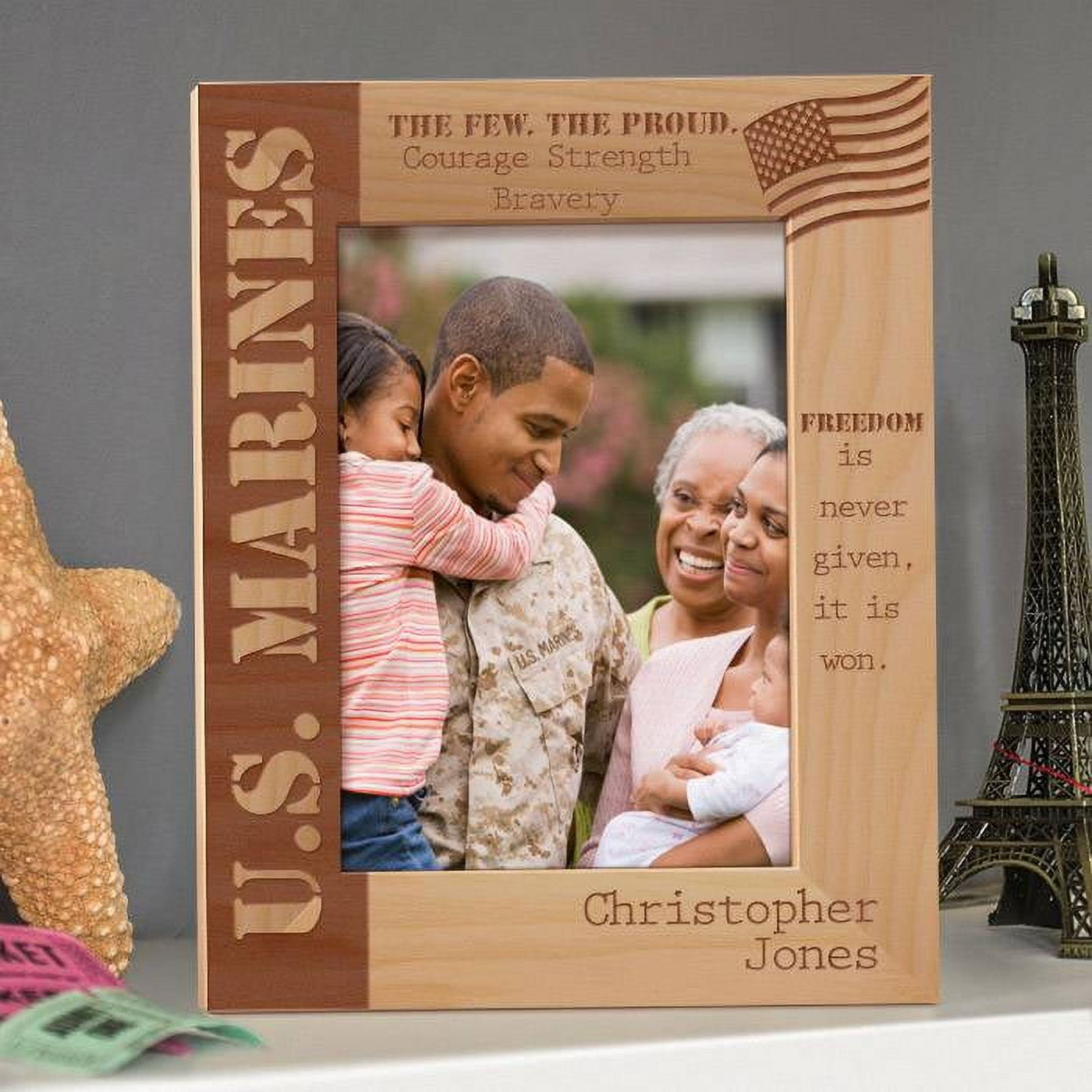 U.S Marines Personalized Wooden Picture Frame 8" x 10" Brown (Vertical ...