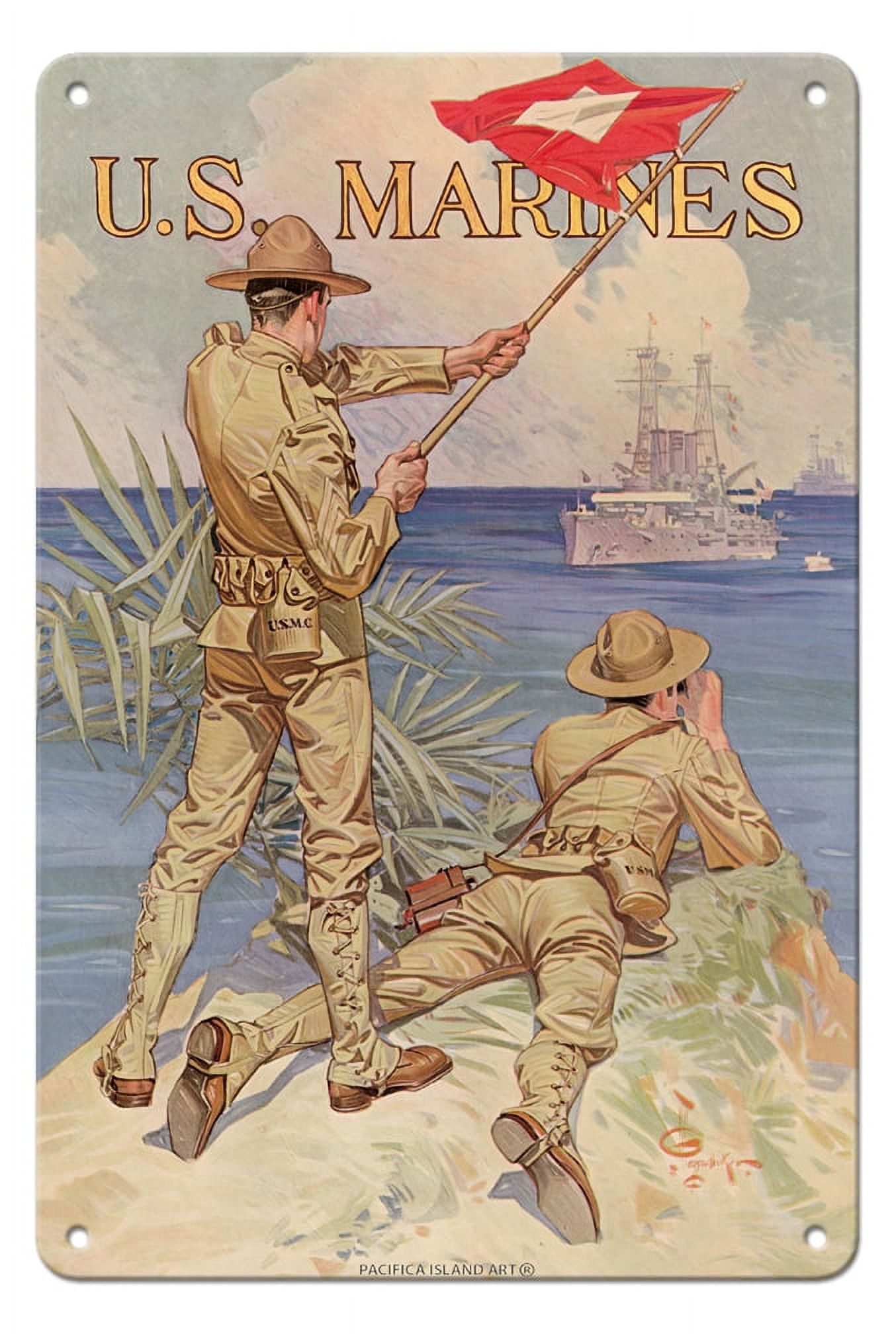 U.S. Marines - Soldiers of the Sea - Vintage War Poster by Bruce Moore ...