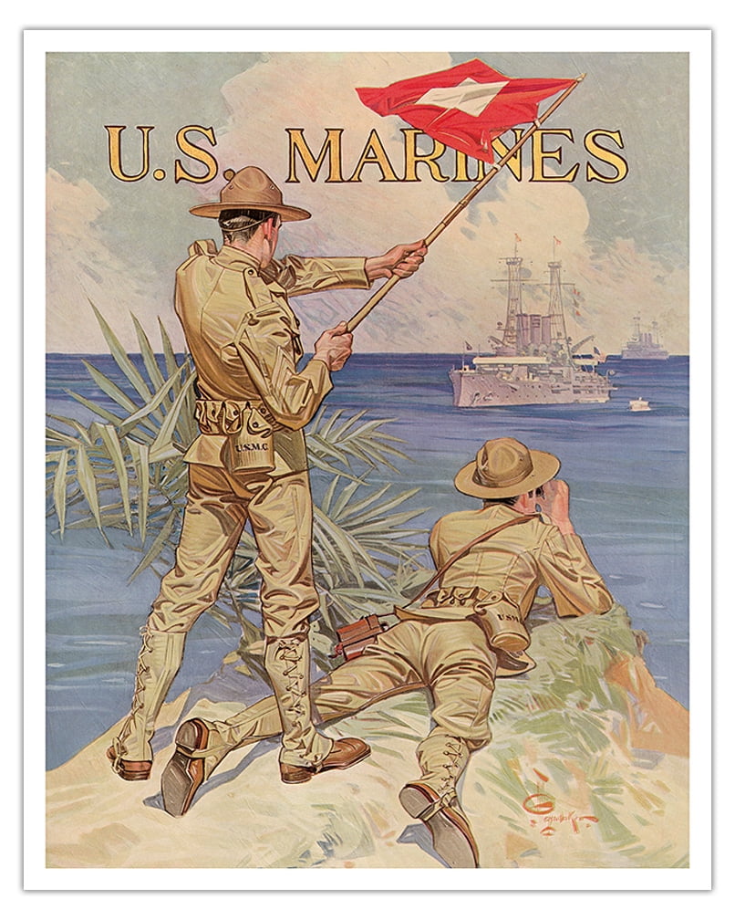 U.S. Marines - Soldiers of the Sea - Vintage War Poster by Bruce Moore ...