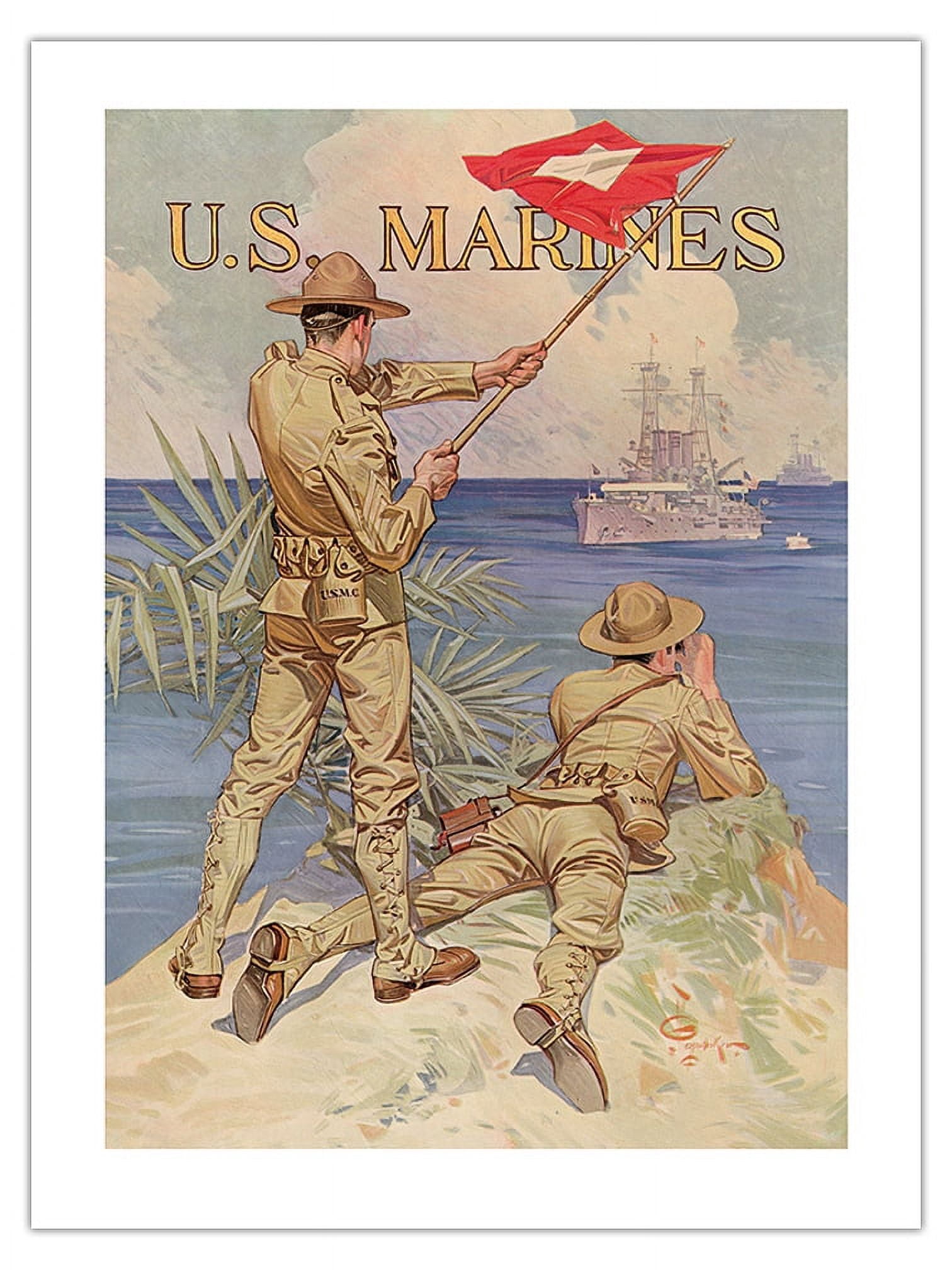U.S. Marines - Soldiers of the Sea - Vintage War Poster by Bruce Moore ...