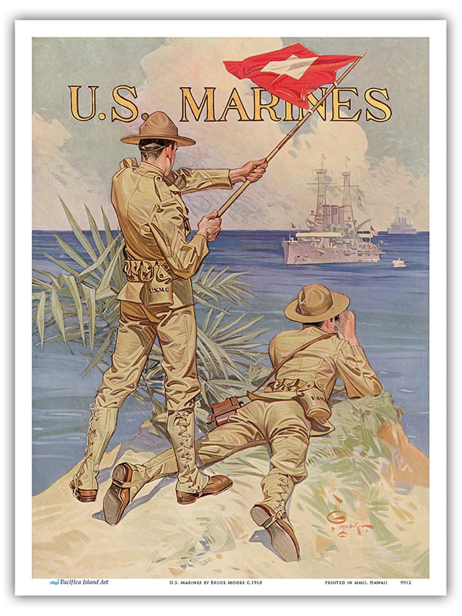 U.S. Marines - Soldiers of the Sea - Vintage War Poster by Bruce Moore ...