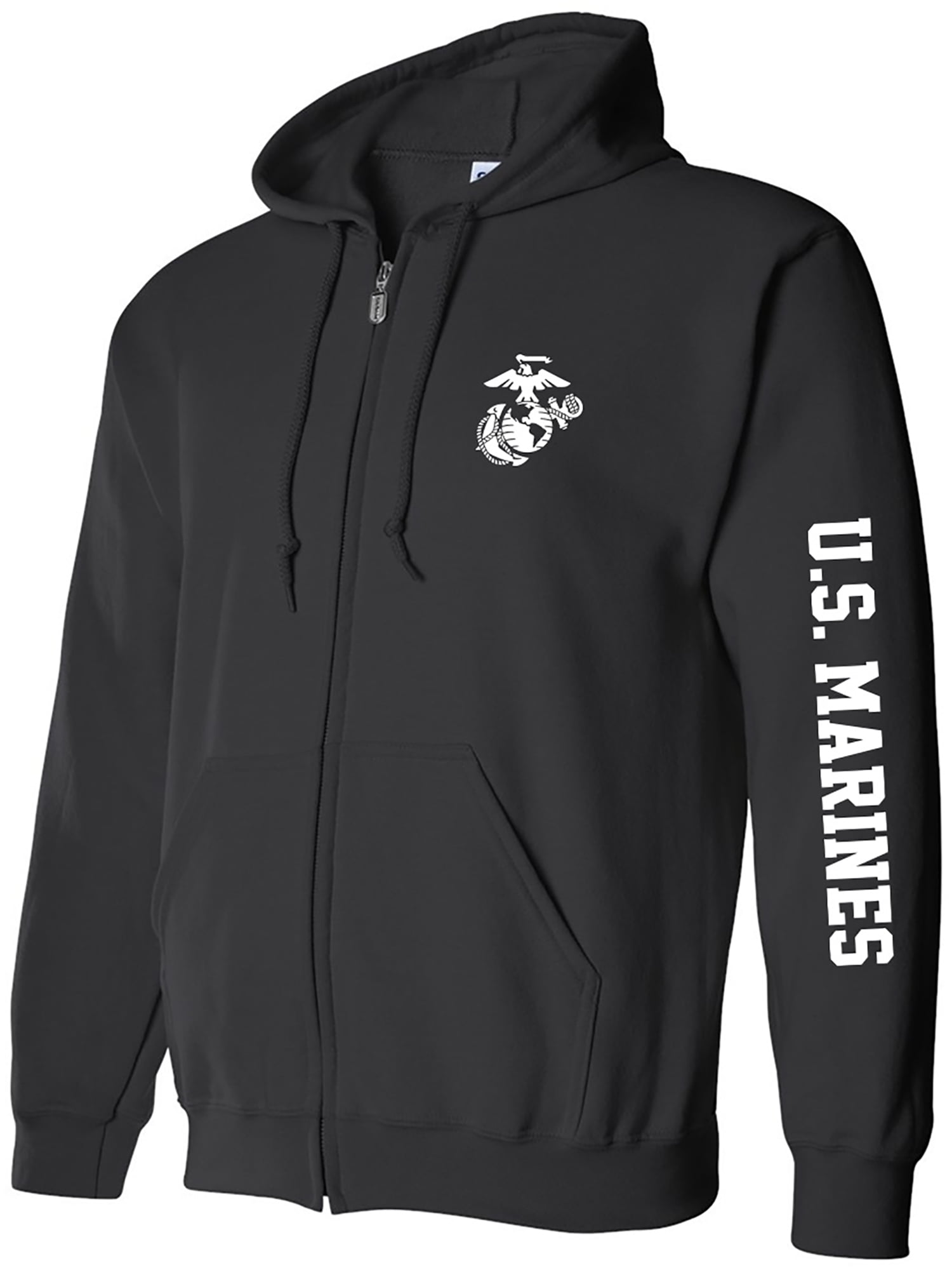 U.S. Marines White Sleeve Print Full-Zip Hooded Sweatshirt - Walmart.com
