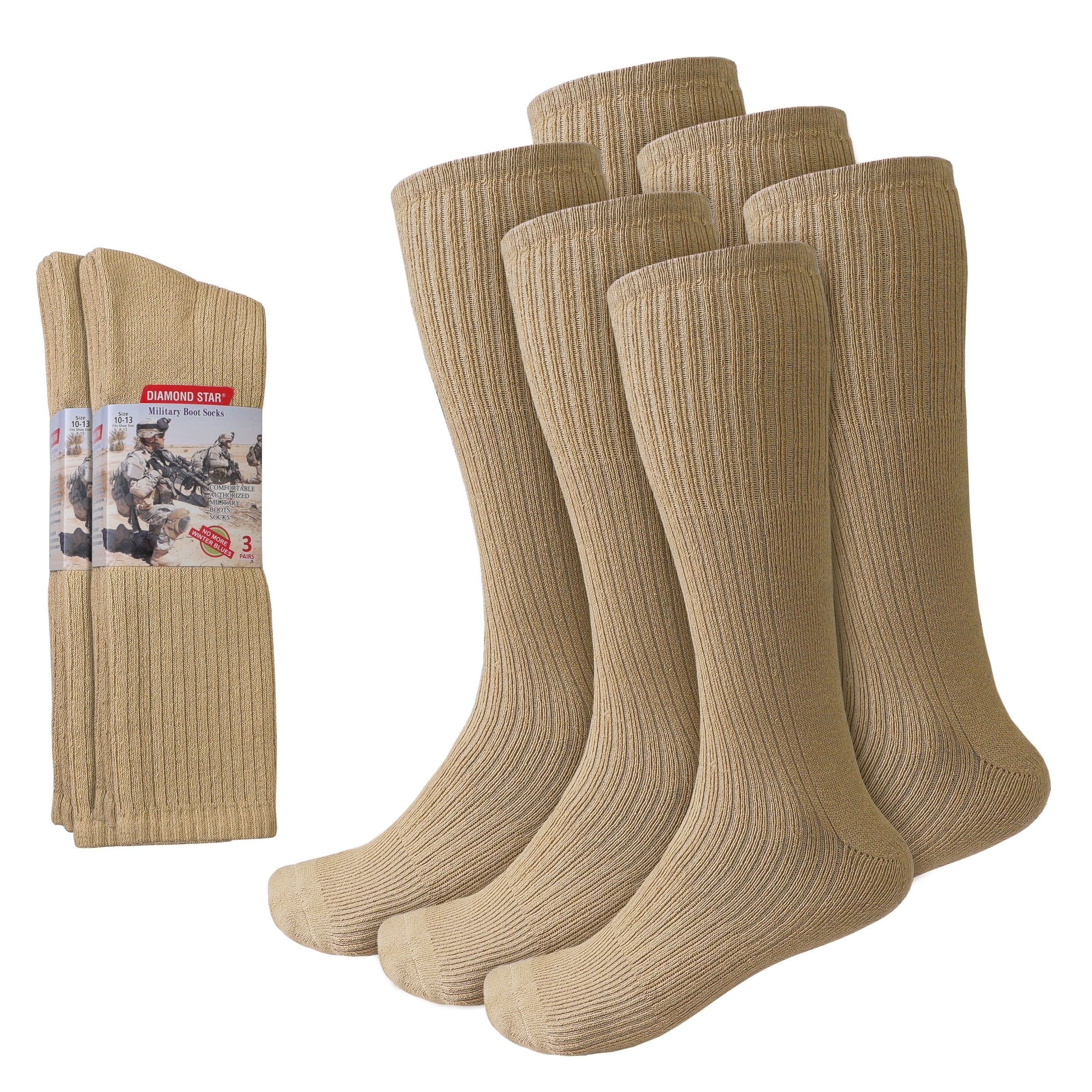 Diamond Star Men's Military Boot Socks – Quick-Dry Cotton Crew for ...