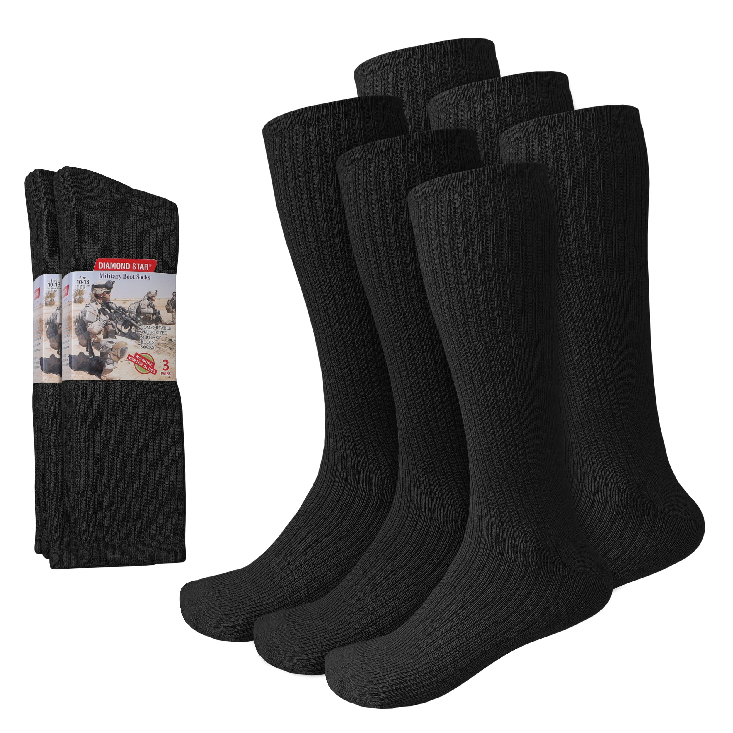 Diamond Star Men's Crew Socks, Cotton Tactical Army Boot Socks, Quick ...