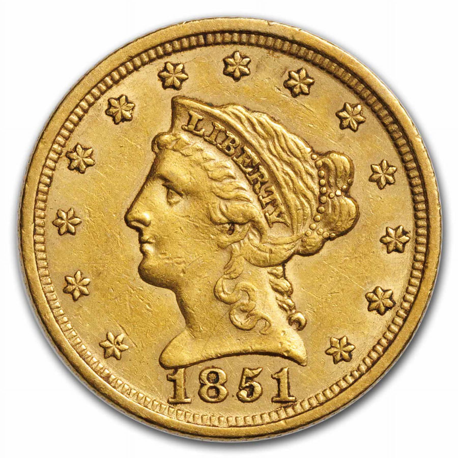 U.S. Mint 1851 $2.50 Liberty Gold Quarter Eagle Coin - XF Condition ...