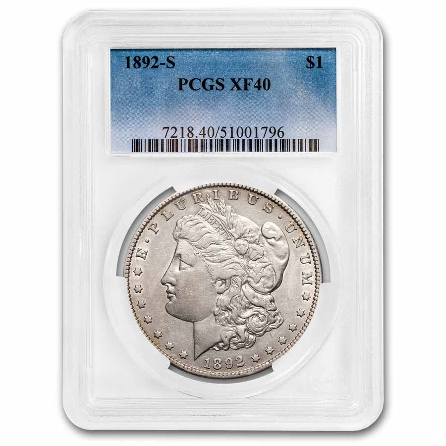 U.S. Mint 1892-S Morgan Silver Dollar XF-40 Coin, .7734 oz Silver ...