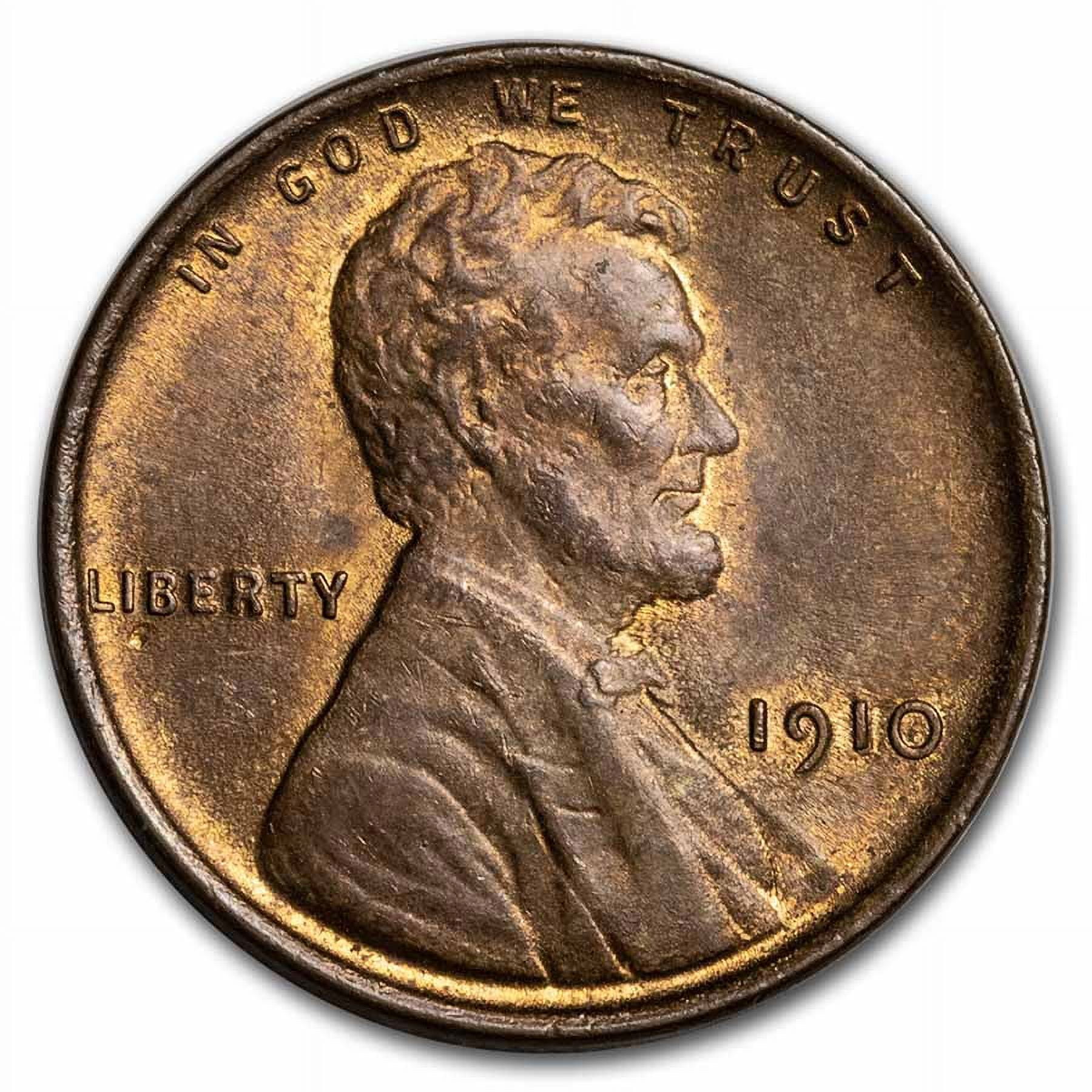 U.S. Mint 1910 Lincoln Cent by Victor David Brenner, Red/Brown, 95% ...