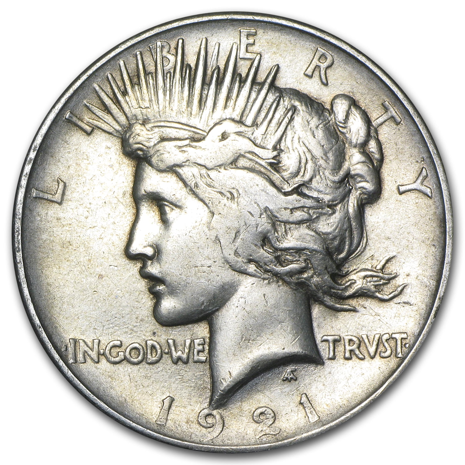 U.S. Mint 1921 Peace Dollar High Relief Silver Coin, 0.77344 oz, Lady ...