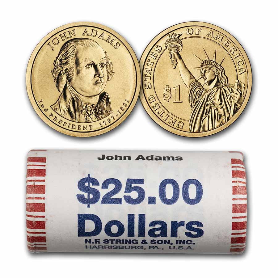 John Adams 2007-P 25-Coin Presidential Dollar Roll BU - US Collectible ...