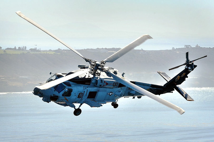 U.S. Navy MH-60R Helicopter Over San Francisco - 24x36 Inch Laminated Aviation Poster - Stunning ...