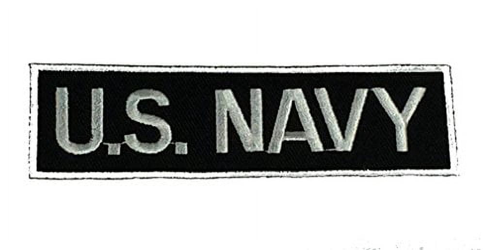 U.S. NAVY NAME TAPE STYLE TAB Patch - White on Black Background ...