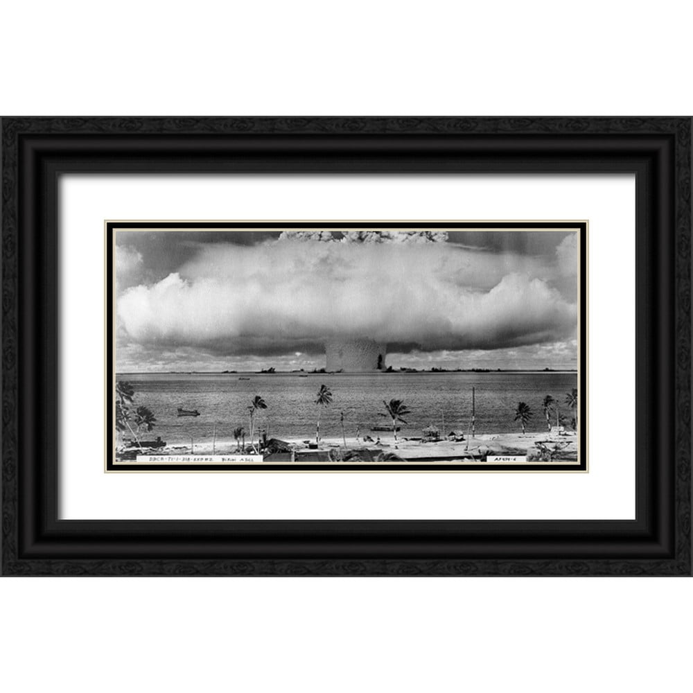 U.S. Navy 18x11 Black Ornate Wood Framed with Double Matting Museum Art Print Titled - Bikini ...
