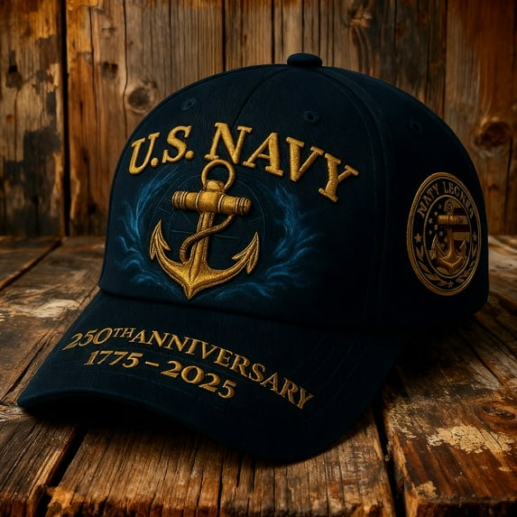 U.S. Navy 250th Anniversary Anchor Water Wave Emblem Cap - Walmart.com