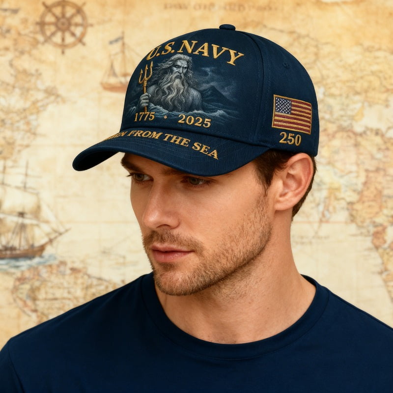 U.S. Navy 250th Anniversary Born From The Sea Neptune Trident Cap ...