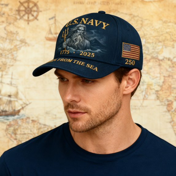 U.S. Navy 250th Anniversary Born From The Sea Neptune Trident Cap ...