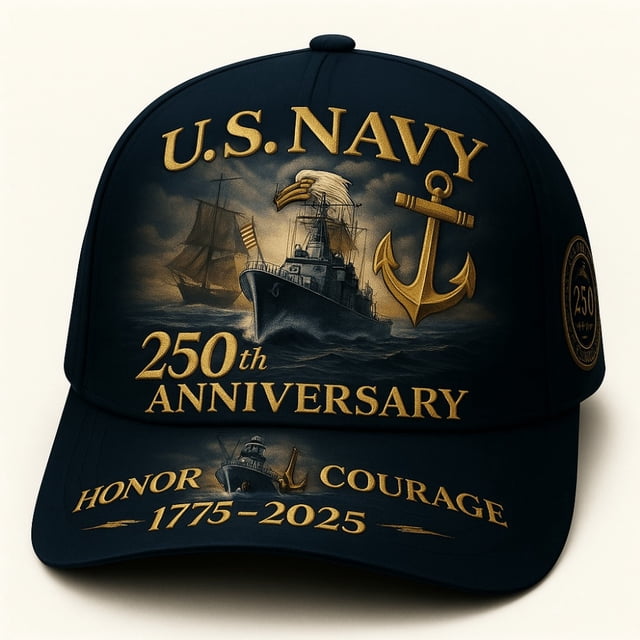 U.S. Navy 250th Anniversary Cap Featuring Battleship, Historic Sailing ...