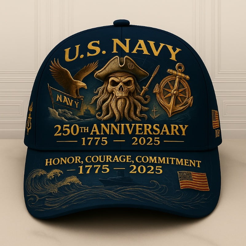 U.S. Navy 250th Anniversary Patriotic Cap Golden Anchor Eagle EST 1775 ...