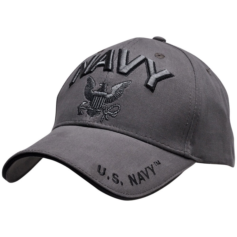 U.S.A Navy 3-D Raised Letter Gunmetal Grey Hat with 100% Cotton ...