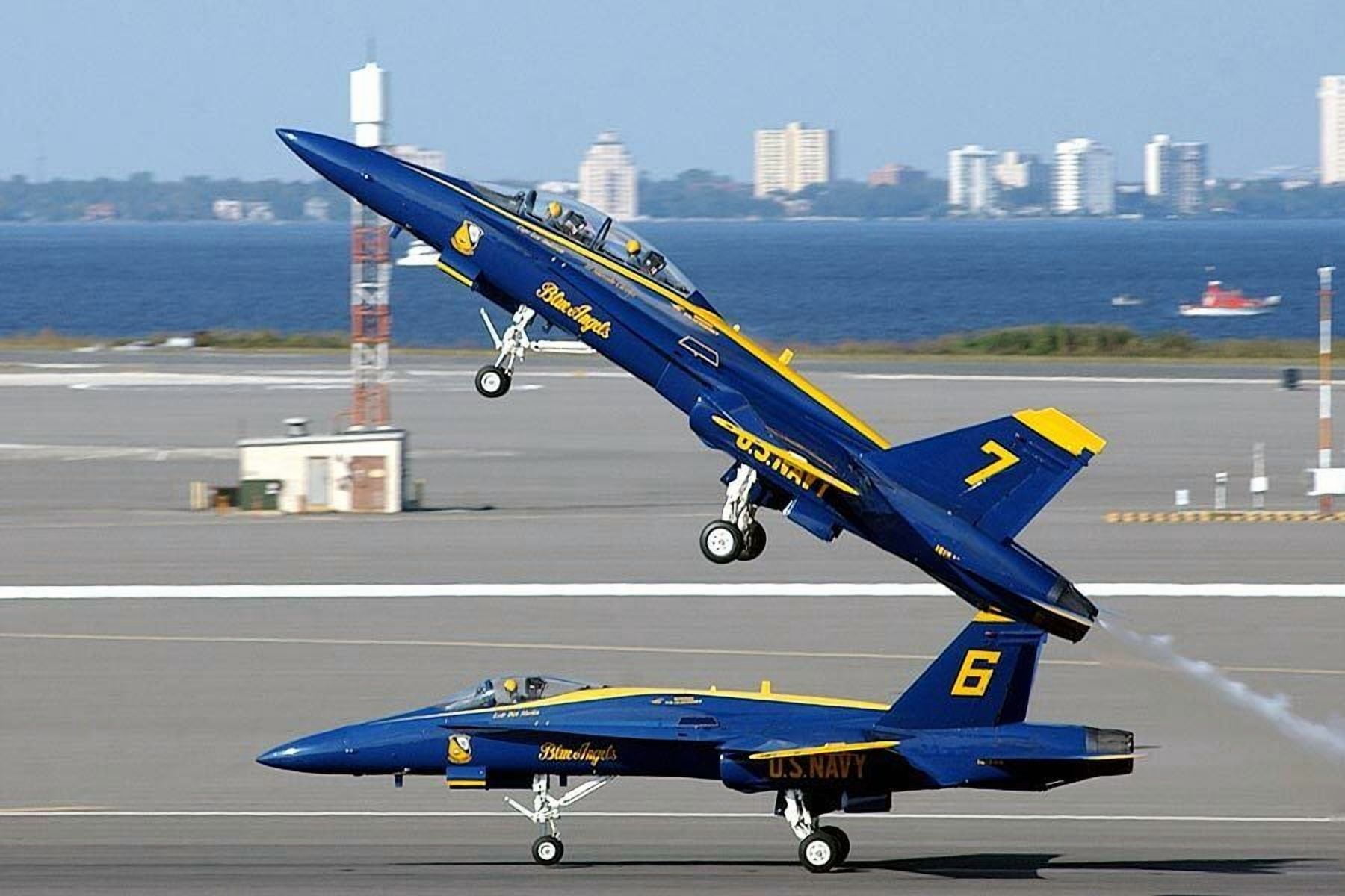 U.S. Navy Blue Angels F-18 Take-Off - 12x18 Inch Laminated Aviation ...