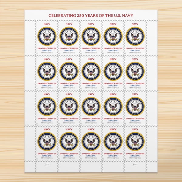 U.S. Navy Celebrating 250 Years Forever Postage Stamp 1 Sheet of 20 US ...