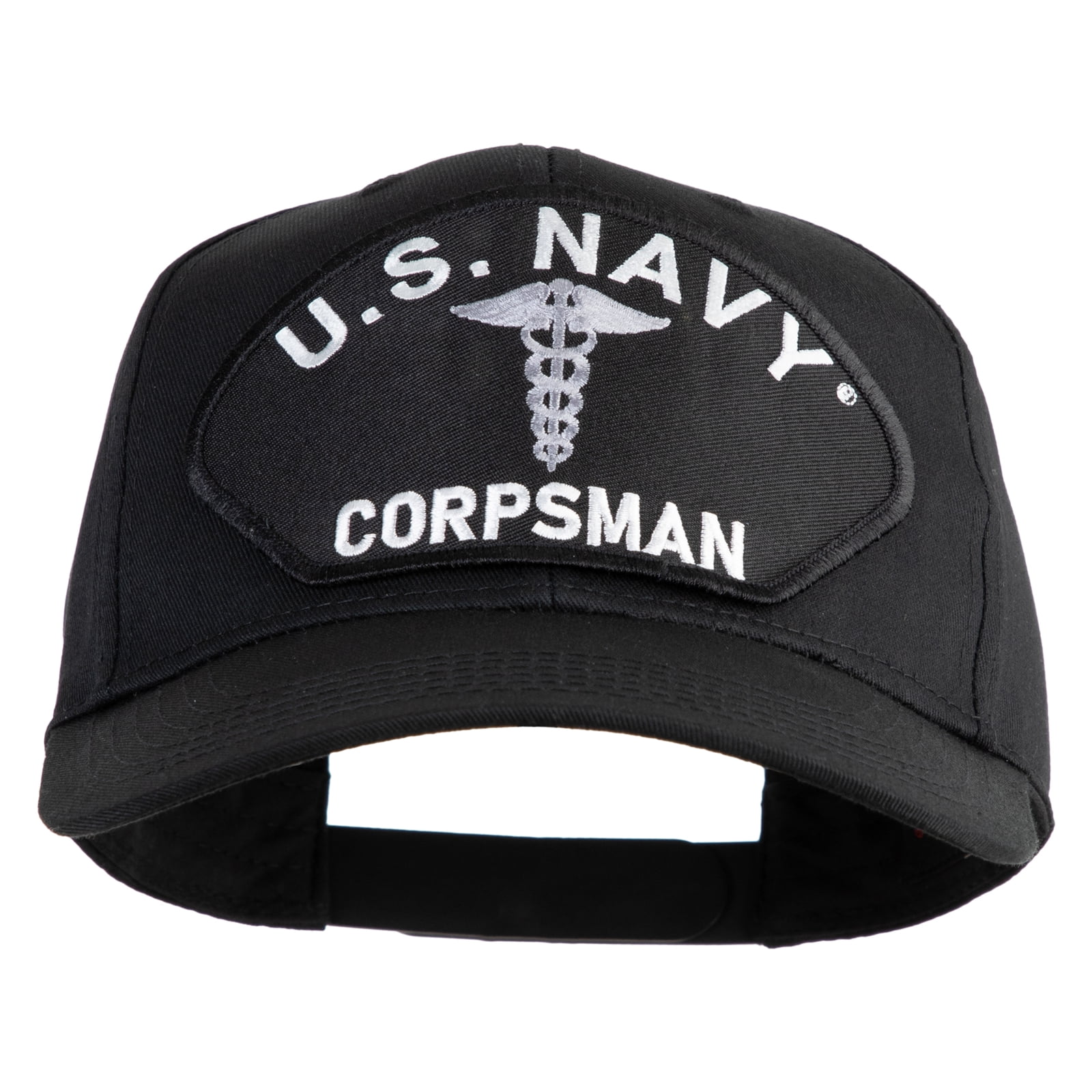 U.S. Navy Corpsman Patched Solid Cotton Twill Pro Style Cap - Black ...