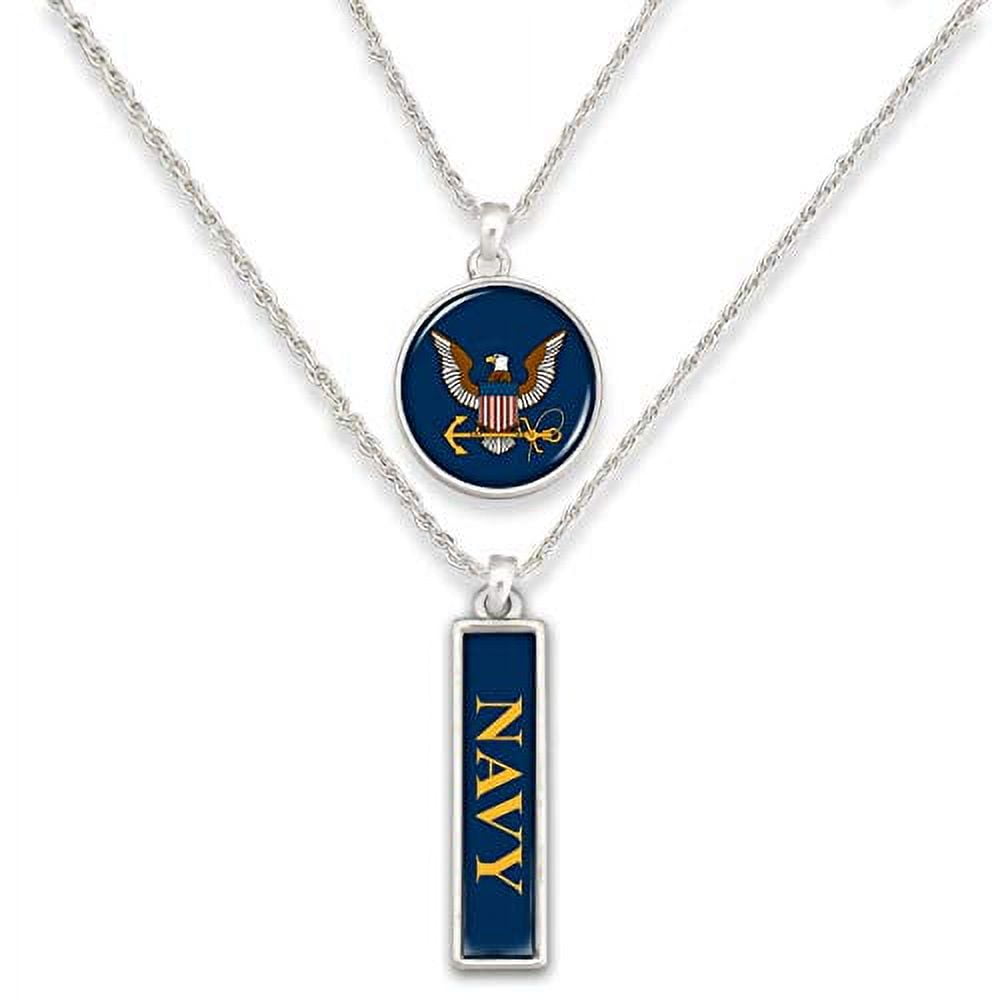 U.S. Navy Double Charm Necklace with Round Logo and Navy Nameplate ...