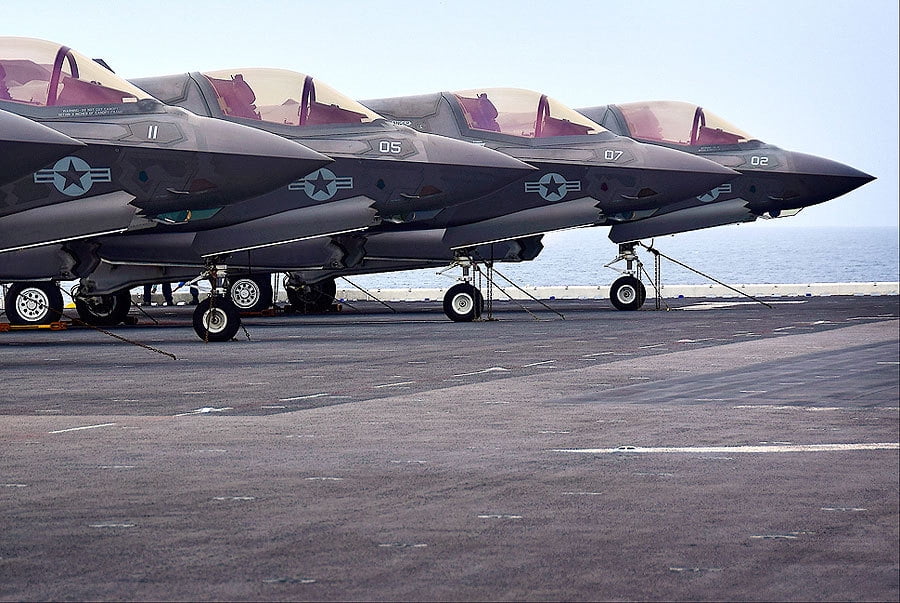 U.S. Navy F-35B Lightning II Lineup USS Wasp - 24x36 Inch Laminated ...