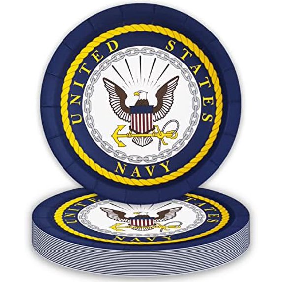 U.S. Navy Party Plates (24-pack)! Includes 24 Lg. 9” Round Dinner ...
