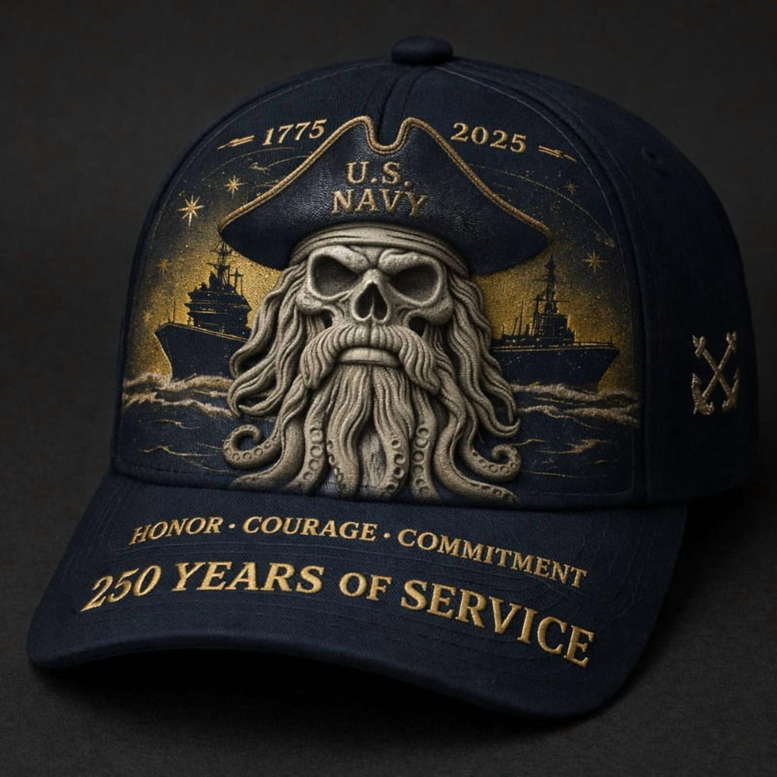 U.S. Navy Patriotic 250th Anniversary Vintage Cap Unisex Golden ...