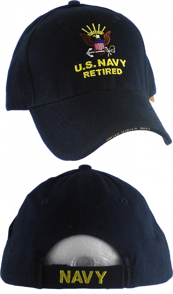 U.S. Navy Caps Retired Direct Embroidered Cap, Black, Adjustable ...