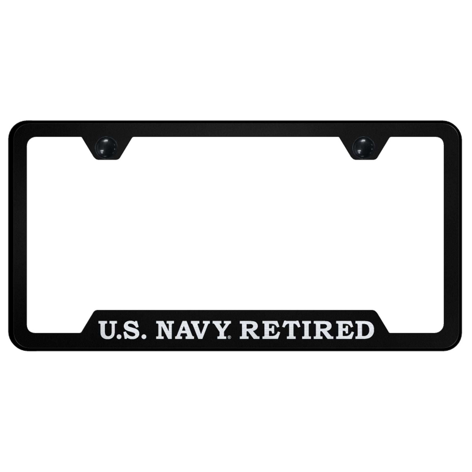 U.S. Navy Retired Laser Etched Logo Cut-Out License Plate Frame (Black ...