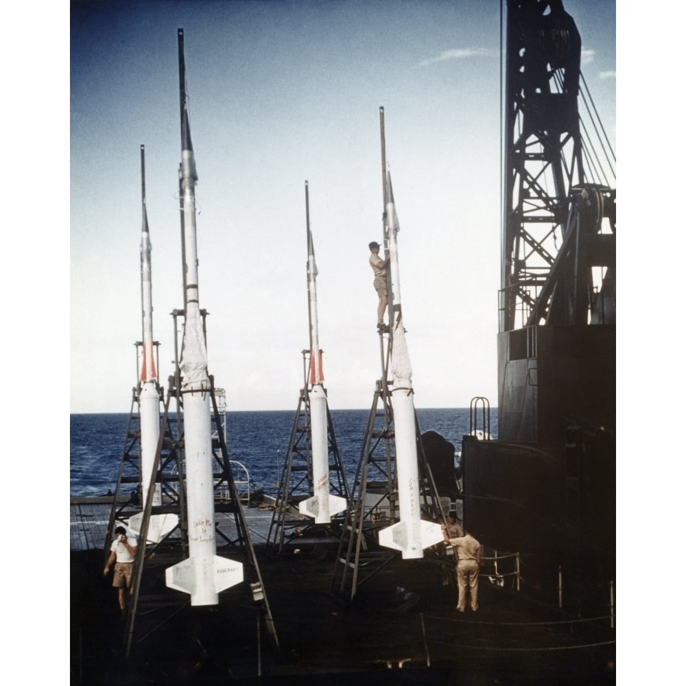 U.S. Navy Rockets 1958. Nnike-Asp Rockets On The Deck Of The Uss Point ...