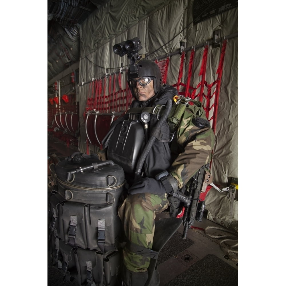 U.S. Navy Seal combat diver prepares for HALO jump operations Poster ...