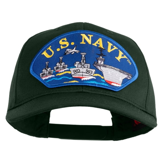 U.S. Navy Ships Blue Patched Solid Cotton Twill Pro Style Cap - Dark ...