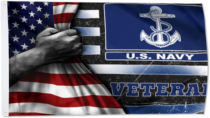 U.S. Navy Veteran Flag 3x5 Ft - UV Fade Resistant Double Sided and ...