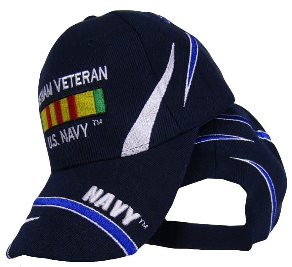 U.S. Navy Vietnam Vet Veteran Ribbon Dark Blue Embroidered Ball Cap Hat ...