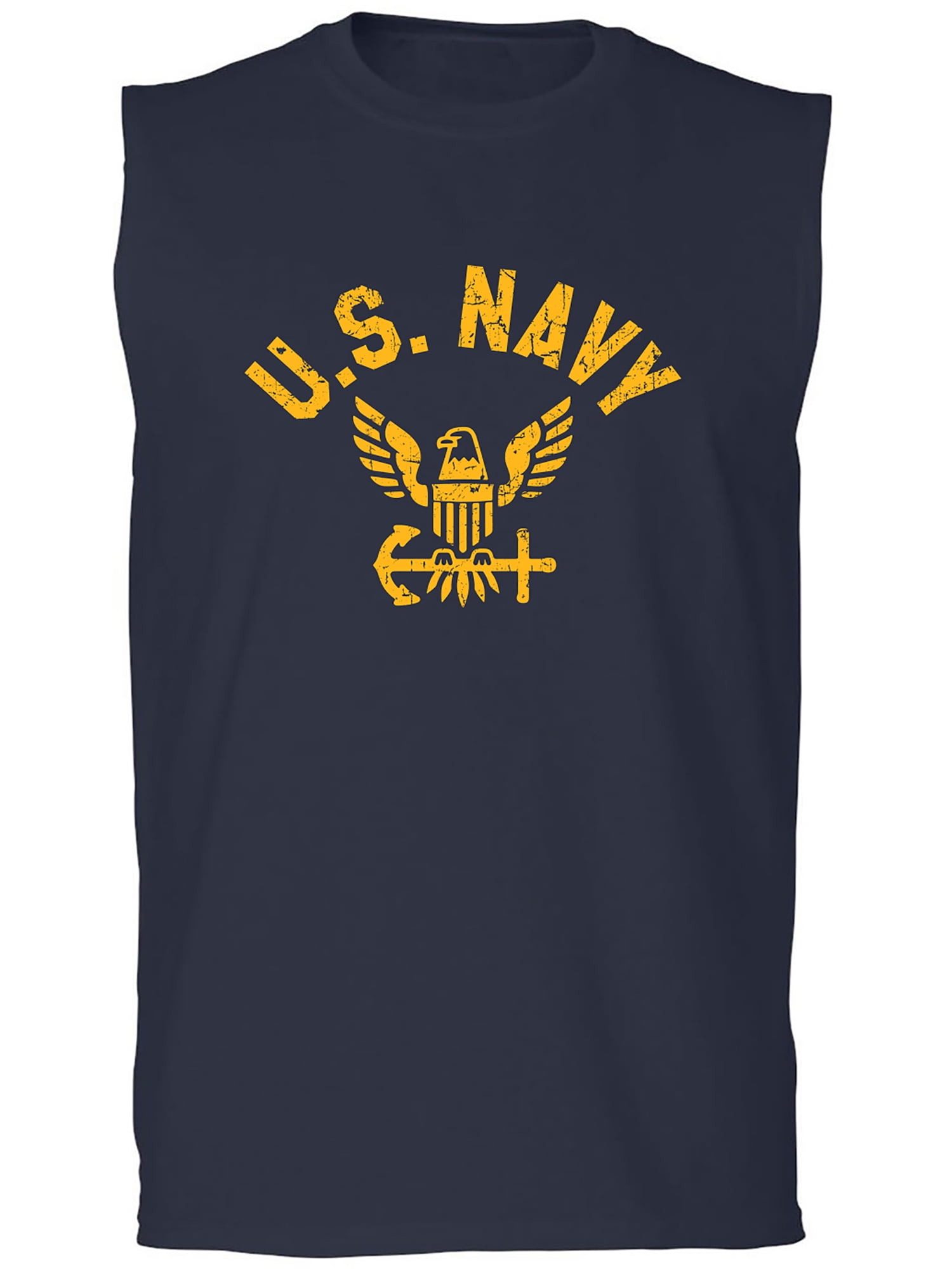 U.S. Navy Vintage Arch Logo with gold ink Adult Sleeveless Tee ...