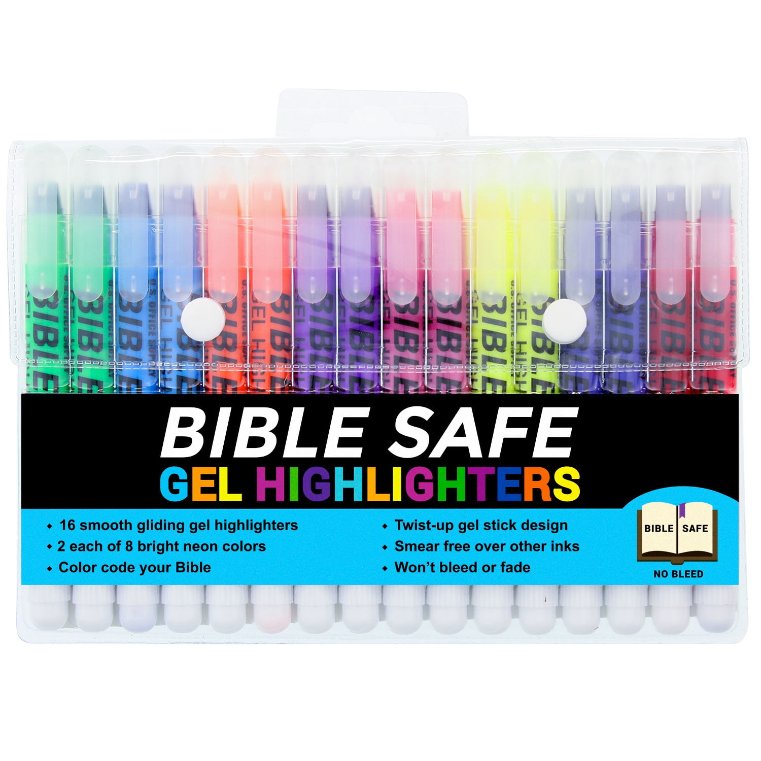 U.S. Office Supply Bible Safe Gel Highlighters Pack of 16 Neon ...