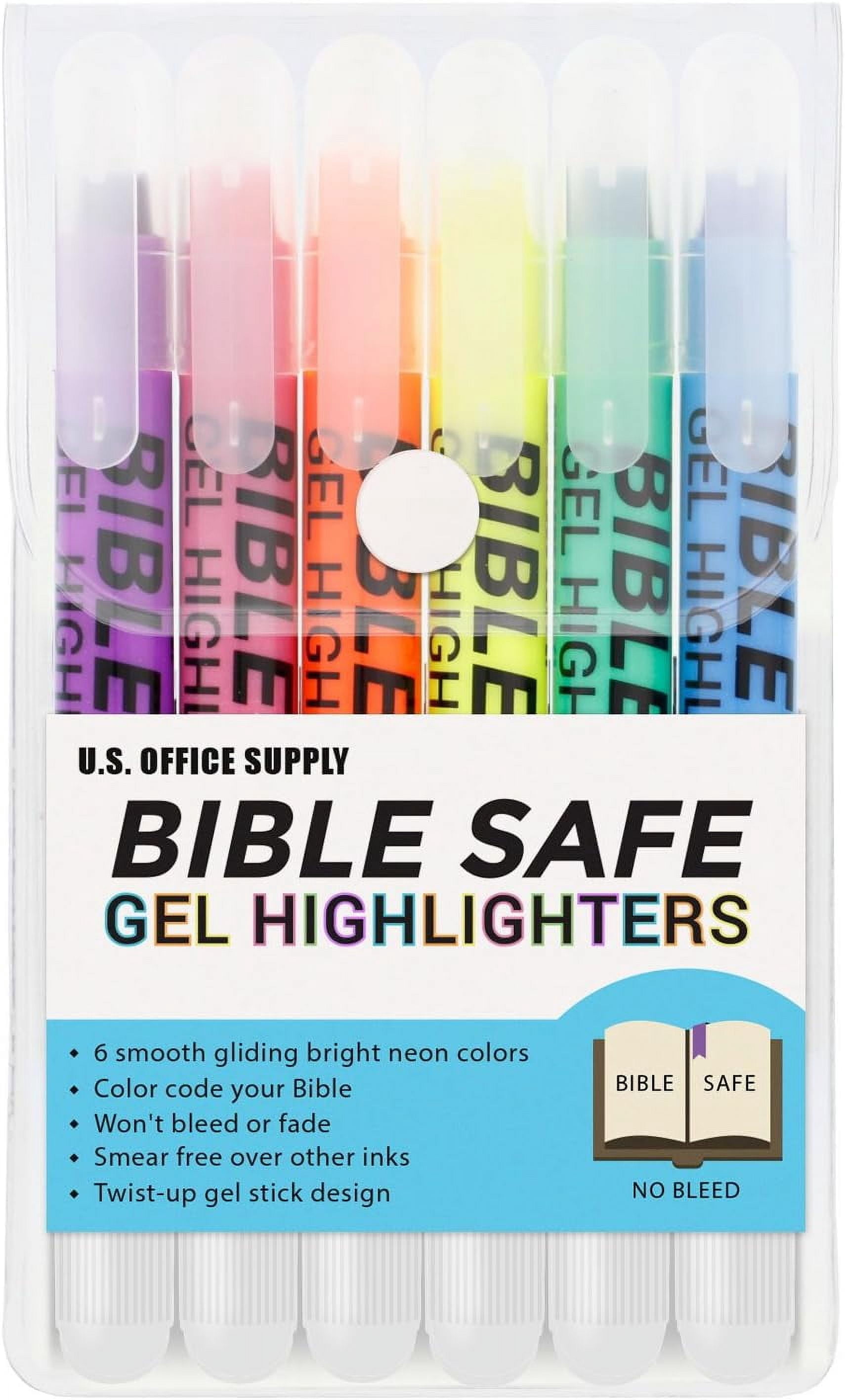 U.S. Office Supply Gel Highlighters, 6 Pack, Neon Fluorescent Colors ...