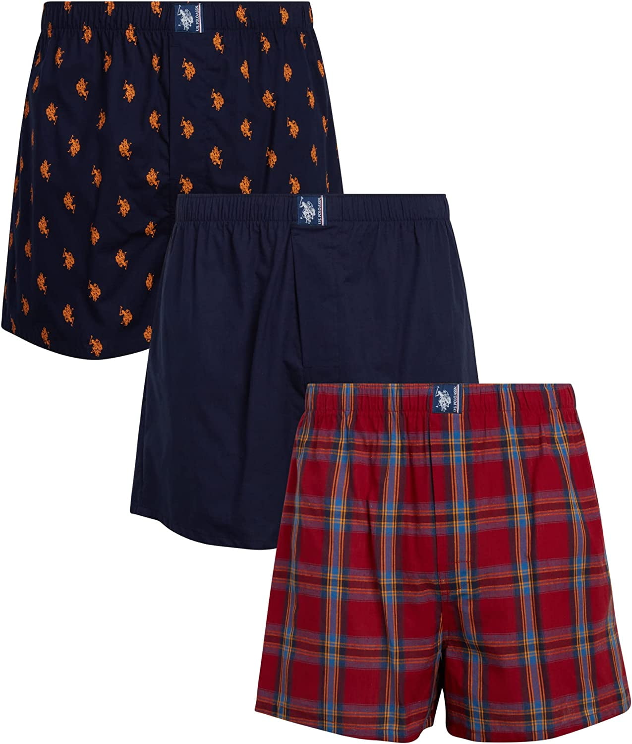 U.S. Polo Assn. Men's XLarge JW Brick Logo, Pack of 3, Woven Boxer ...