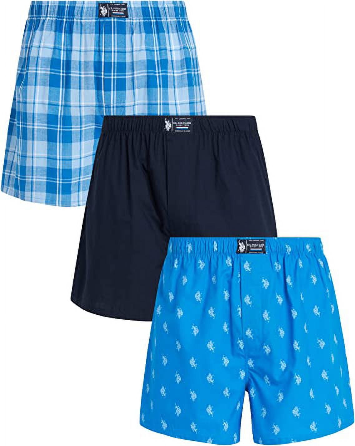 U.S. POLO MEN'S PACK 3 - JW ROYAL LOGO XLARGE -UNDERWEAR WOVEN BOXER ...