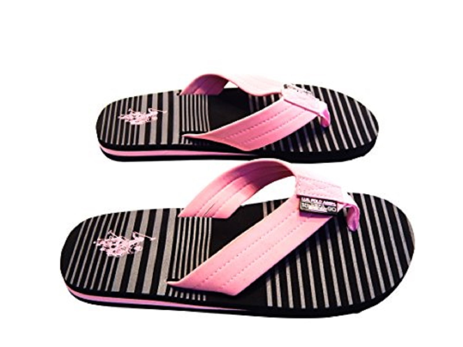 U.S. Polo ASSN. Adult Women Pink Stripe Thong Flip Flop Sandals Water ...