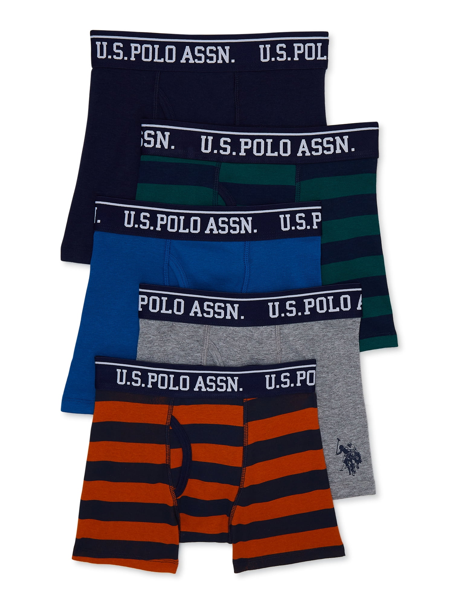 U.S. Polo Assn. Boys Cotton Tagless Underwear Boxer Briefs, 5- Pack, Sizes (S-XXL) - Walmart.com