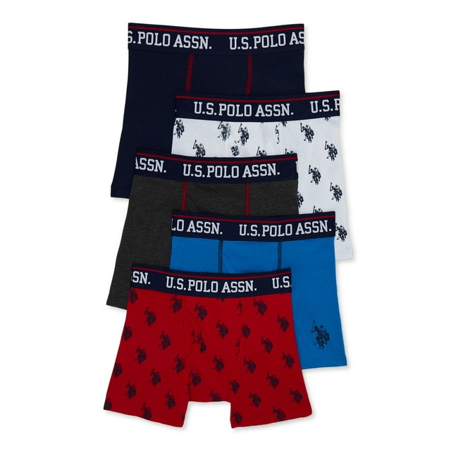 U.S. Polo Assn. Boys Cotton Tagless Underwear Boxer Briefs, 5- Pack ...