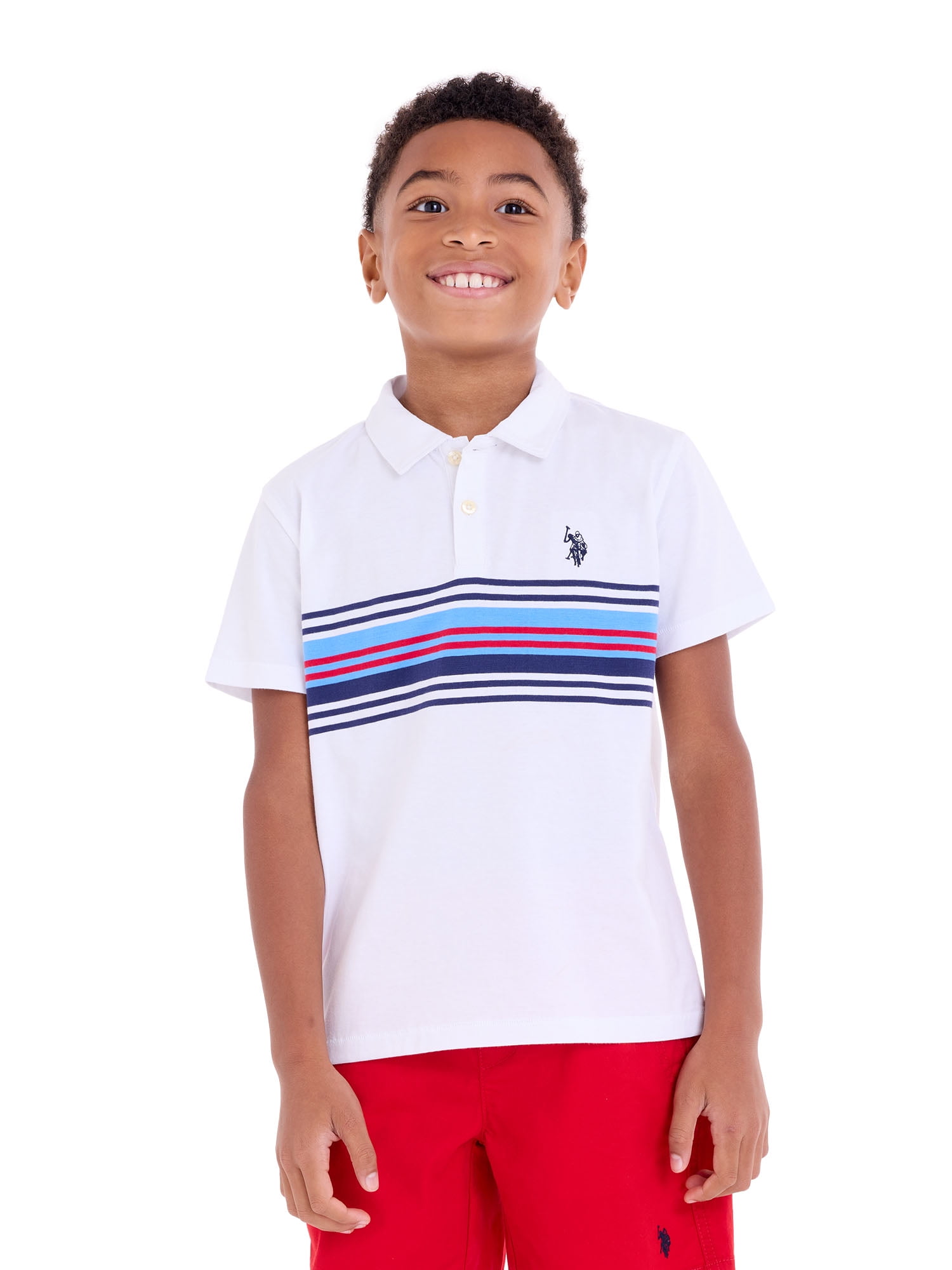 U.S. Polo Assn. Boys Chest Stripe Jersey Polo Shirt, Sizes 4-18 ...