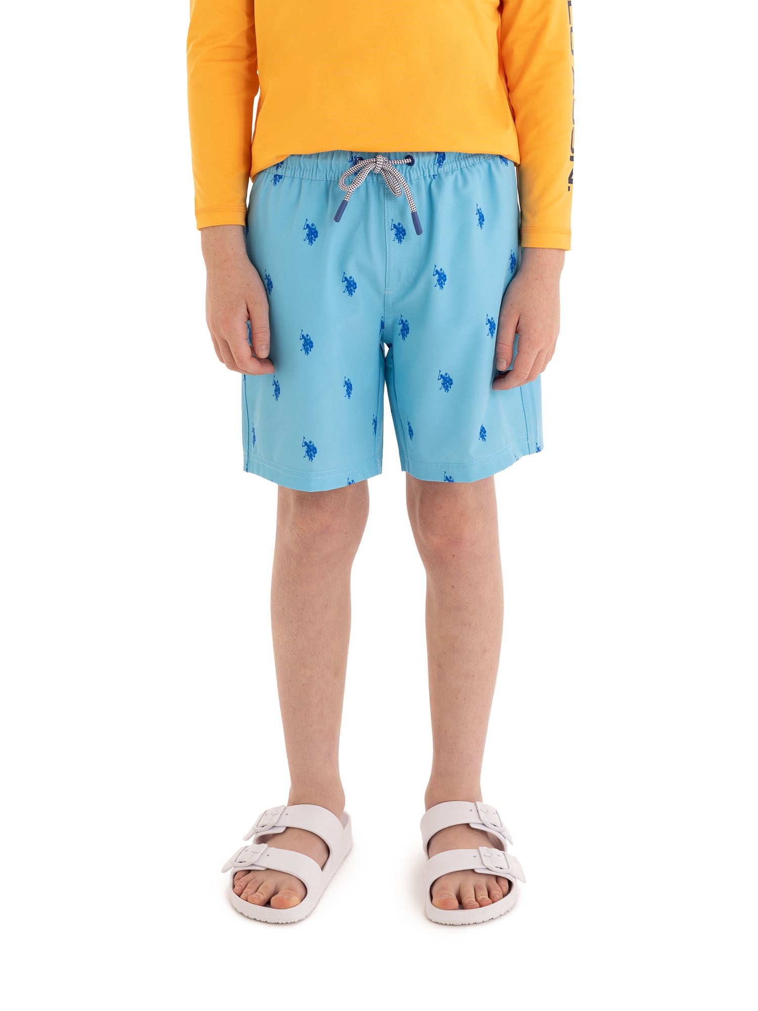 U.S. Polo Assn. Boys Logo Print Swim Short with Brief Liner, Sizes 4-18 ...