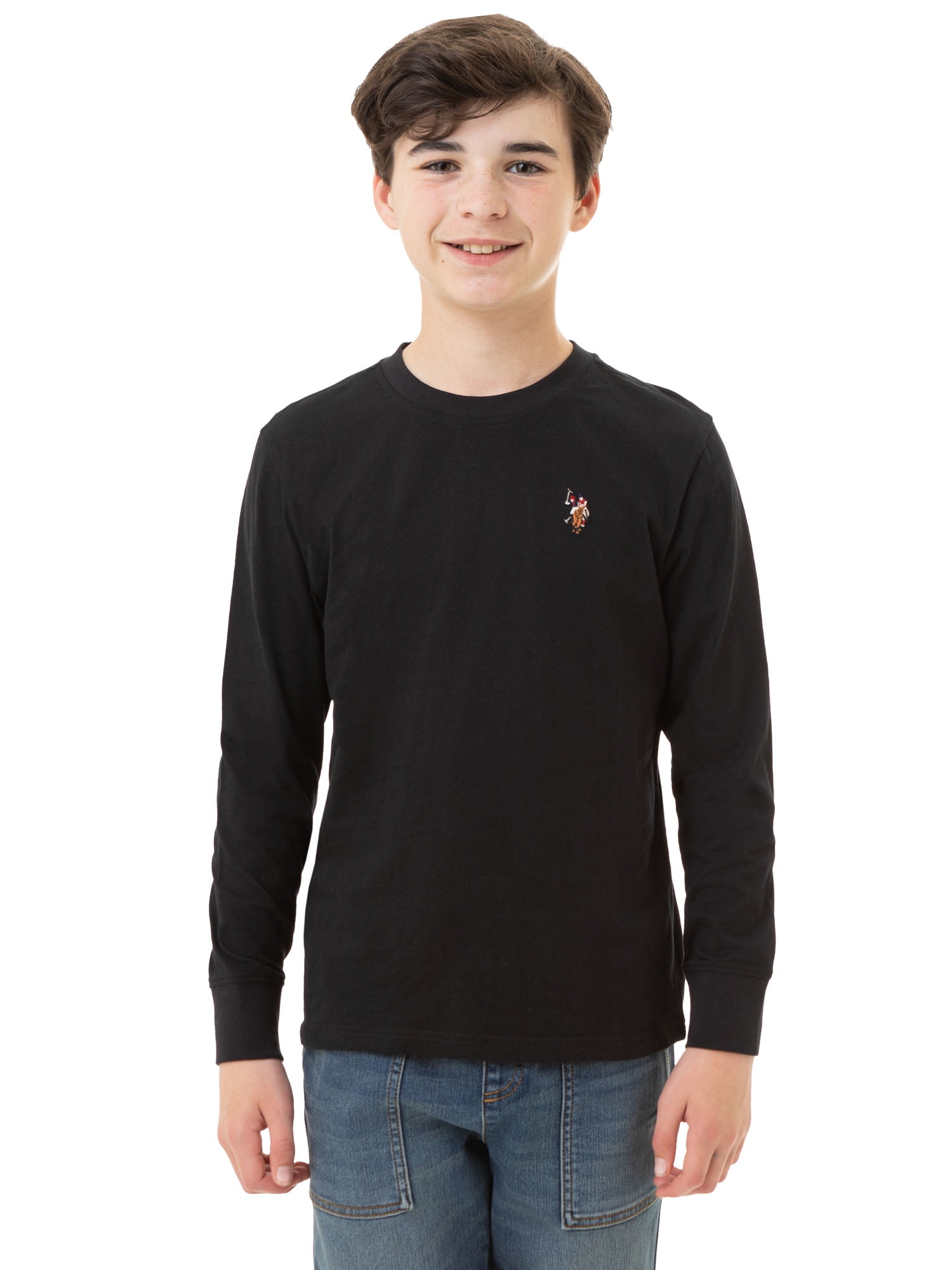 U.S. Polo Assn. Boys Long Sleeve Solid T-Shirt, Sizes 4-18 - Walmart.com