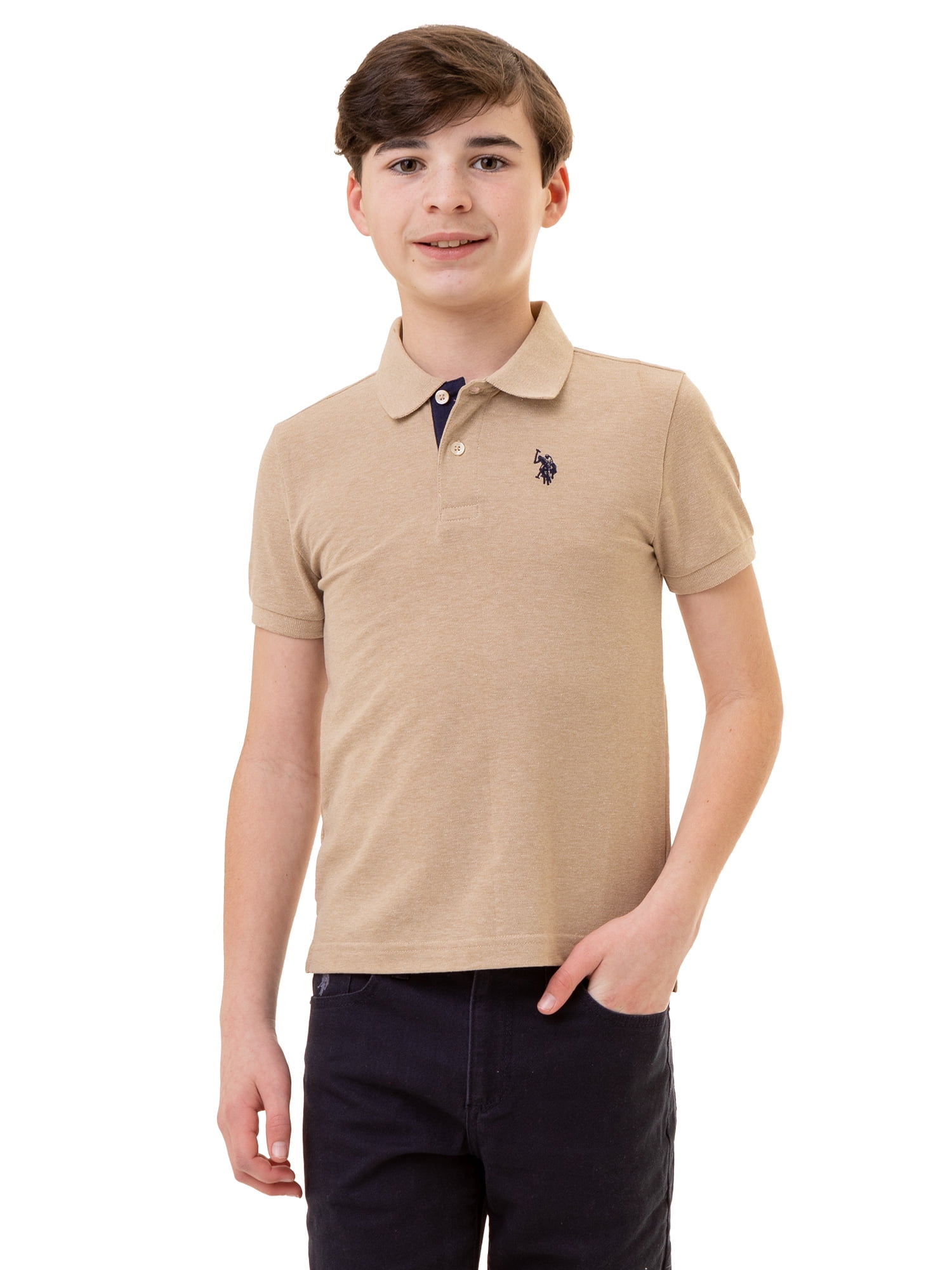 U.S. Polo Assn. Boys Collared Pique Polo Shirt, Sizes 4-18, Cotton ...